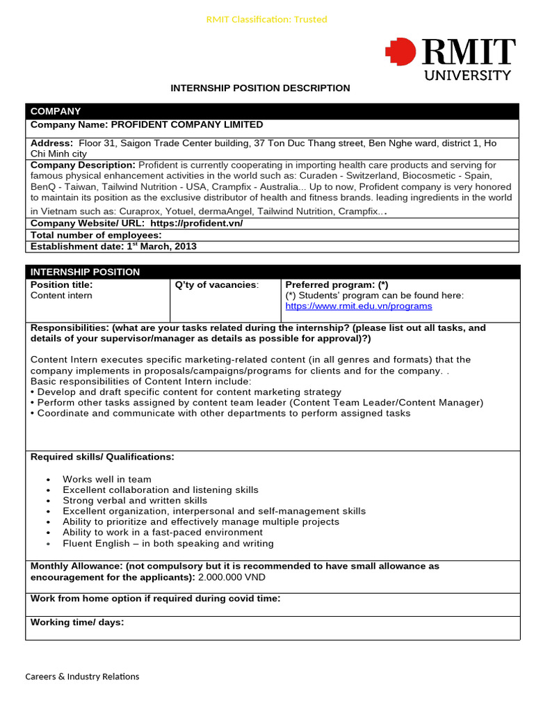 3 - Position Description Template | PDF | Vietnam