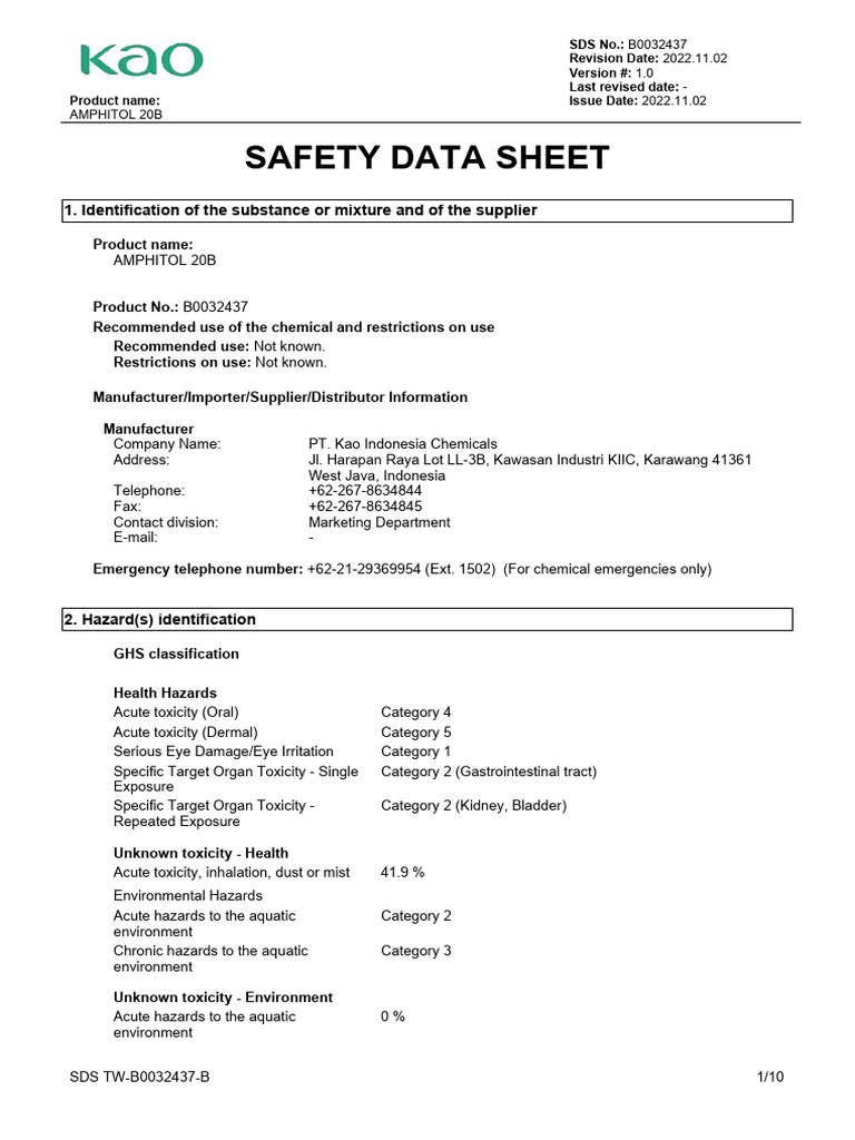 AMPHITOL | PDF | Toxicity | Chemistry