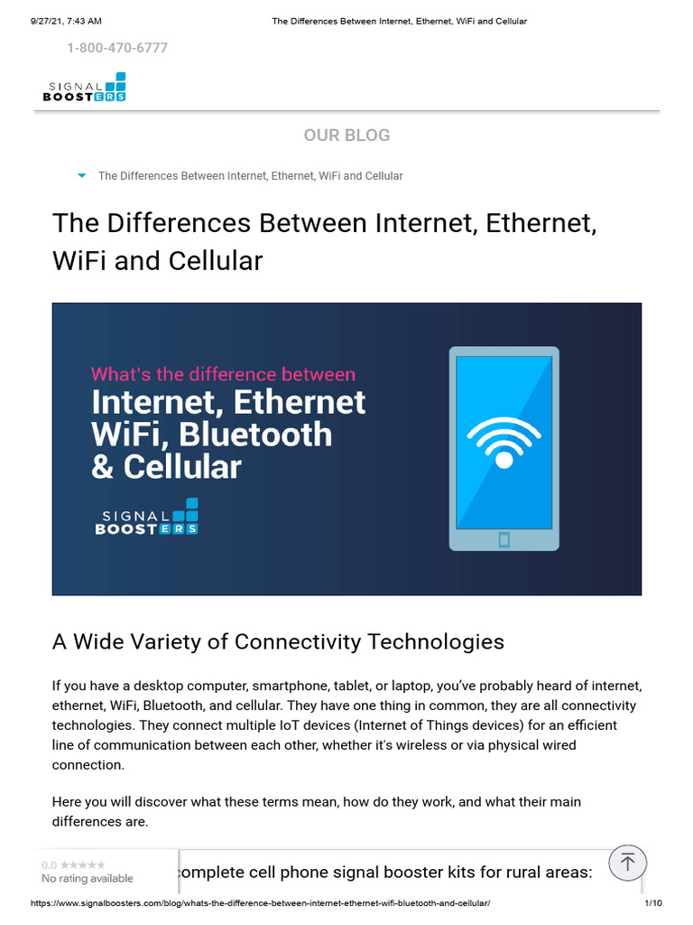 The Differences Between Internet, Ethernet, WiFi and Cellular | PDF ...