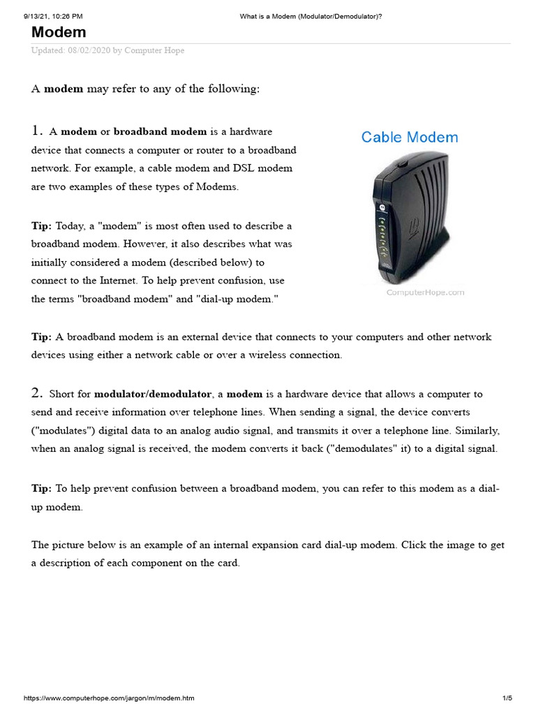 What Is A Modem (Modulator - Demodulator) | PDF | Modem | Modulation