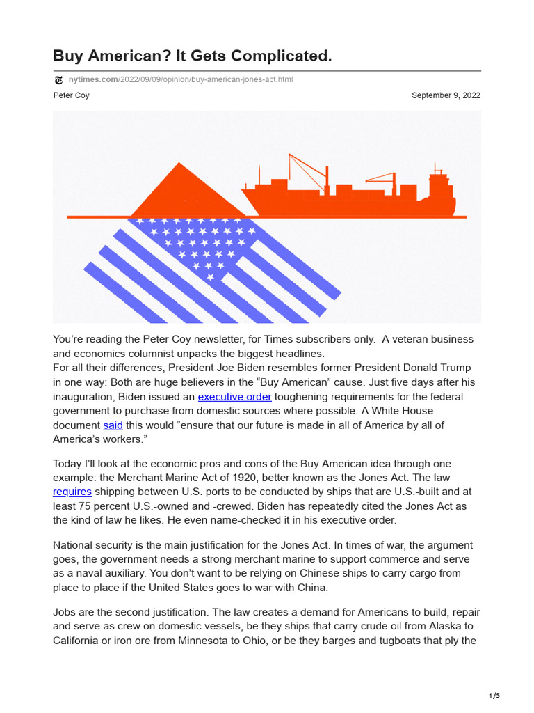 Analyzing the Jones Act's Impact | PDF | Merchant Marine Act Of 1920 ...