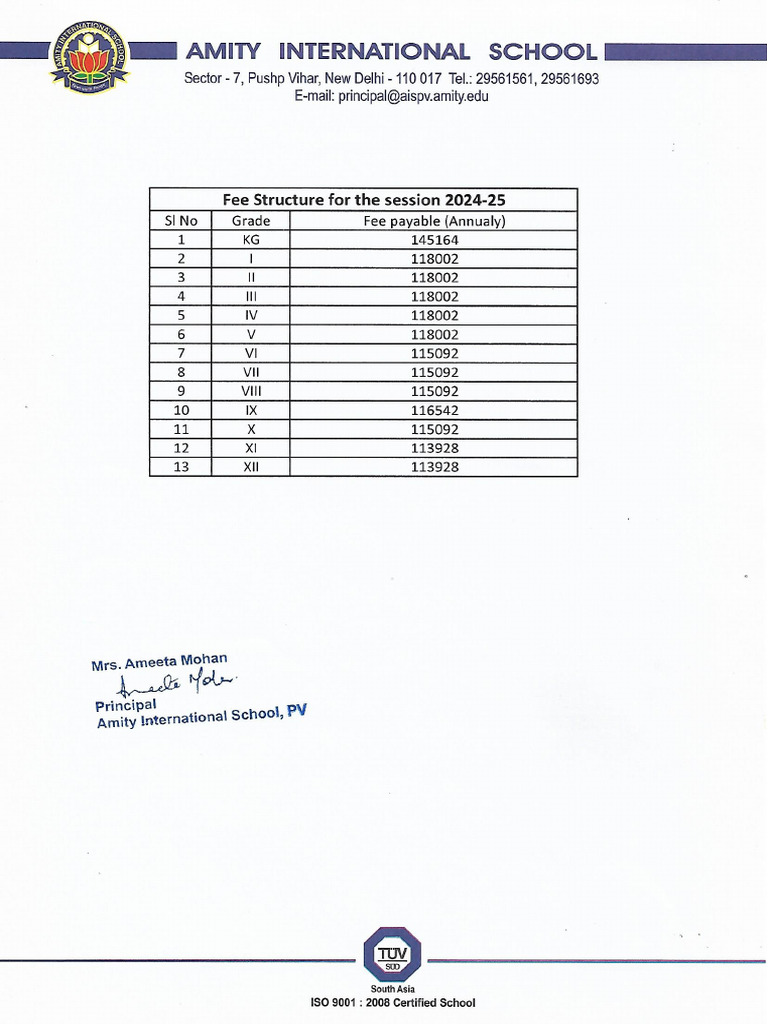 Fee Structure 2024 2025 | PDF