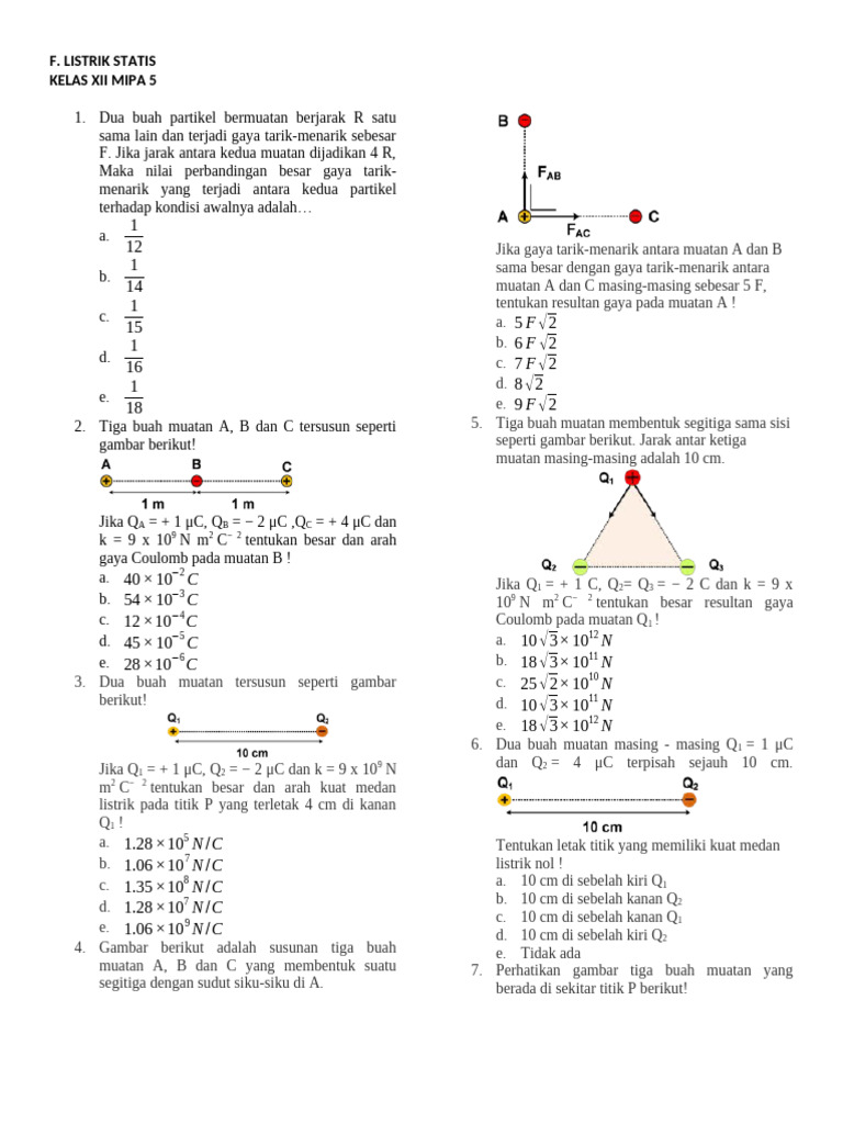 Soal Listrik Statis Kelas 12 MIPA | PDF