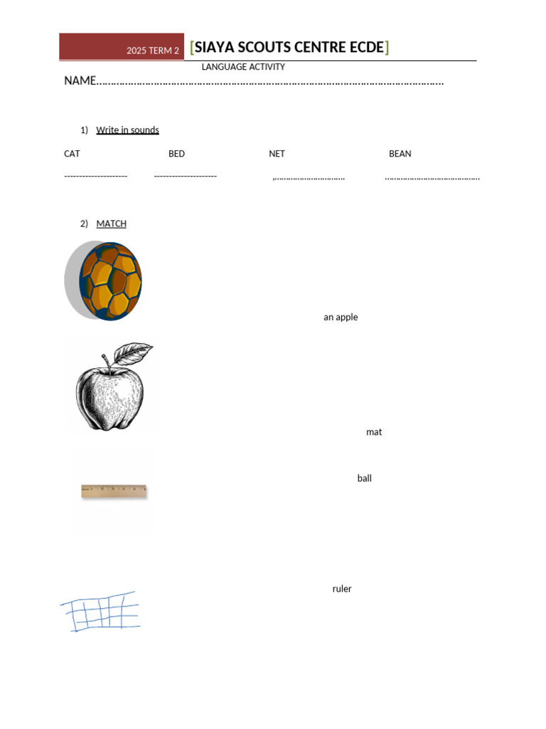 ECDE Language Worksheets Term 2 | PDF