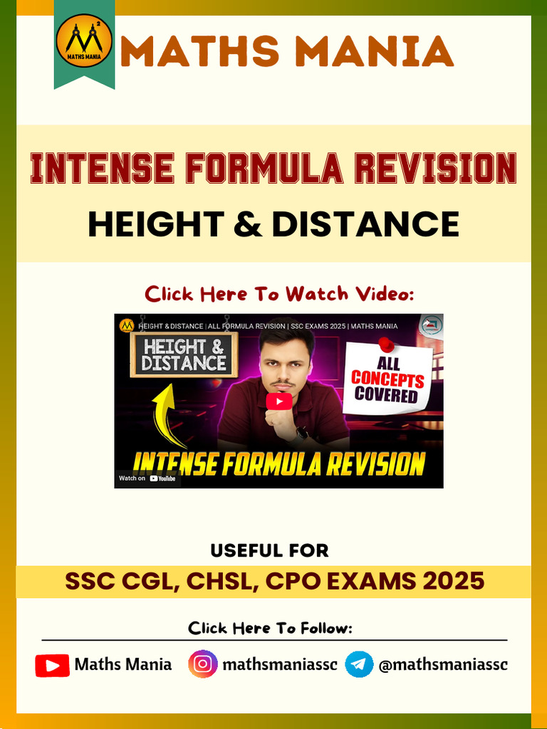HEIGHT & DISTANCE Most Important Formula | PDF