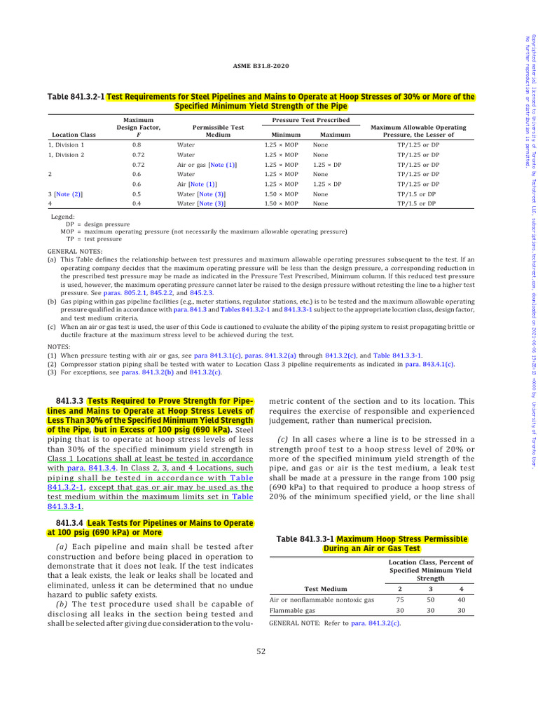 ASME B31.8 Pressure Testing Guidelines | PDF