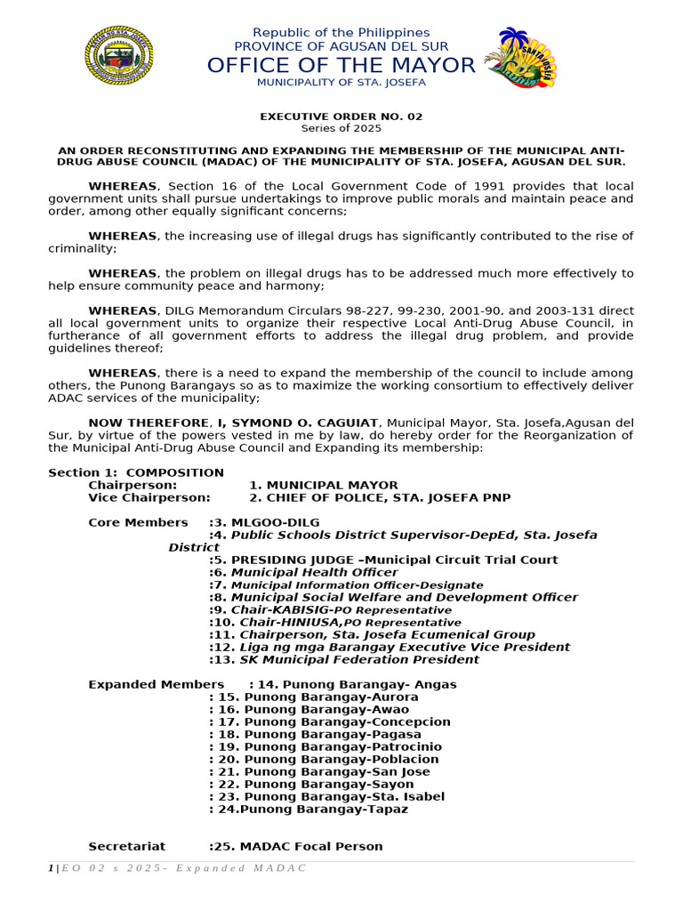 Expanded MADAC Membership Order 2025 | PDF | Justice | Crime & Violence