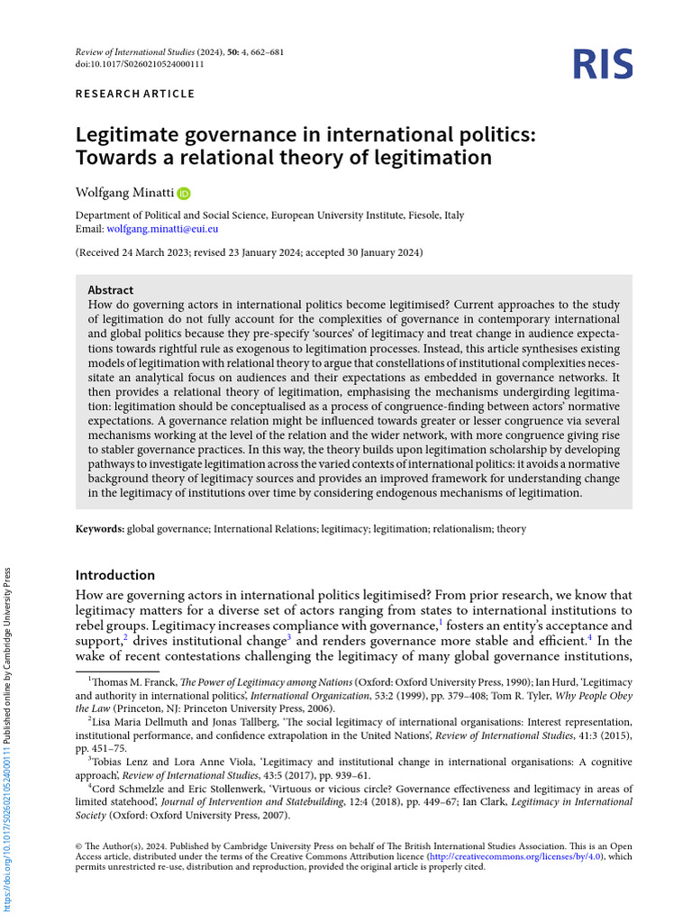 Div Class Title Legitimate Governance in International Politics Towards ...