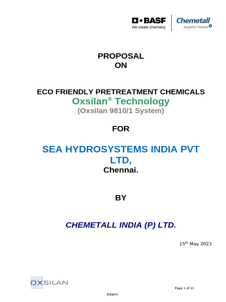 Eco-Friendly Pretreatment Chemicals Proposal | PDF | Industrial ...