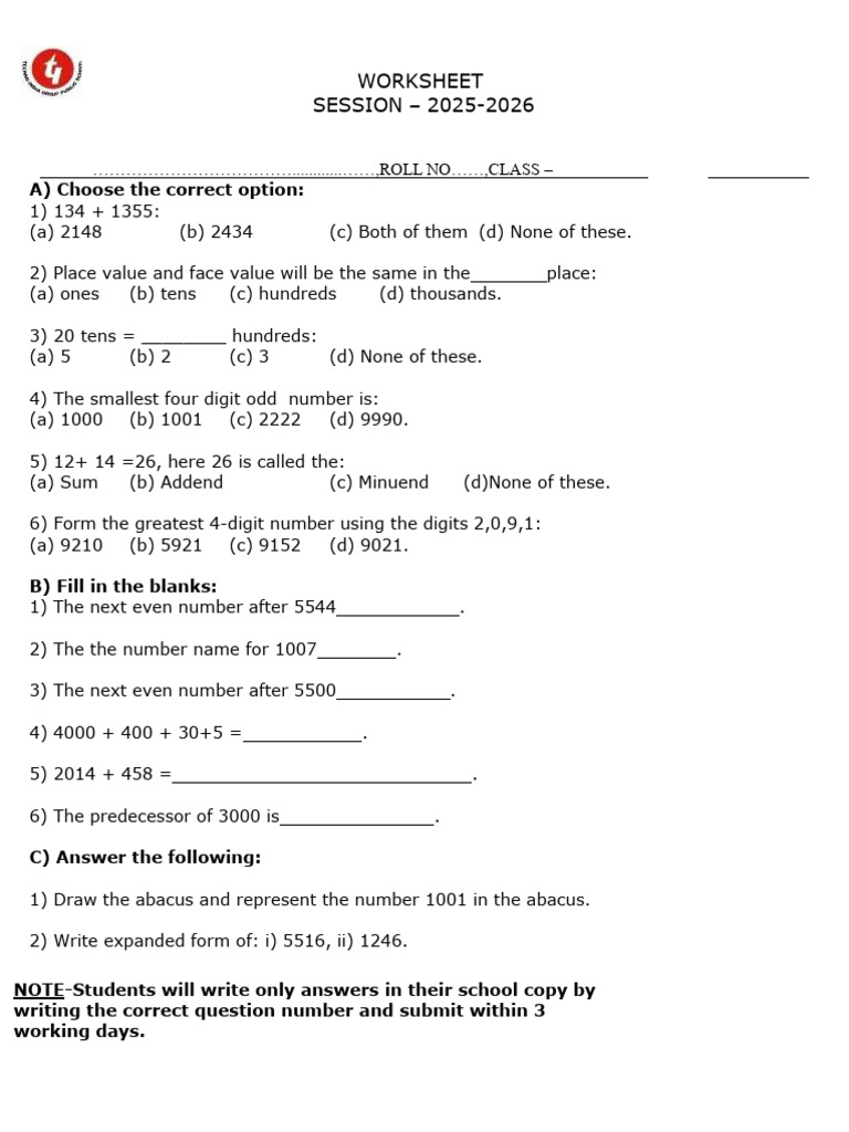 Class 3-Illustrative Maths-ws4-Ch1 & 2 | PDF