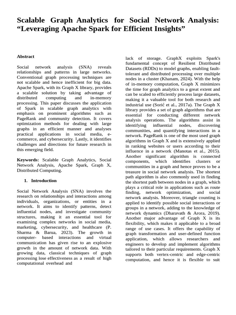 Scalable Graph Analytics For Social Network Analysis Using Spark Final ...