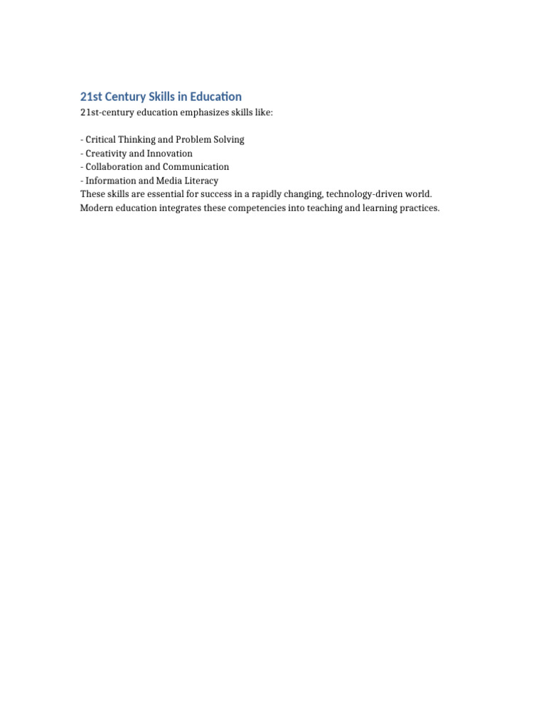 Essential 21st Century Skills in Education | PDF