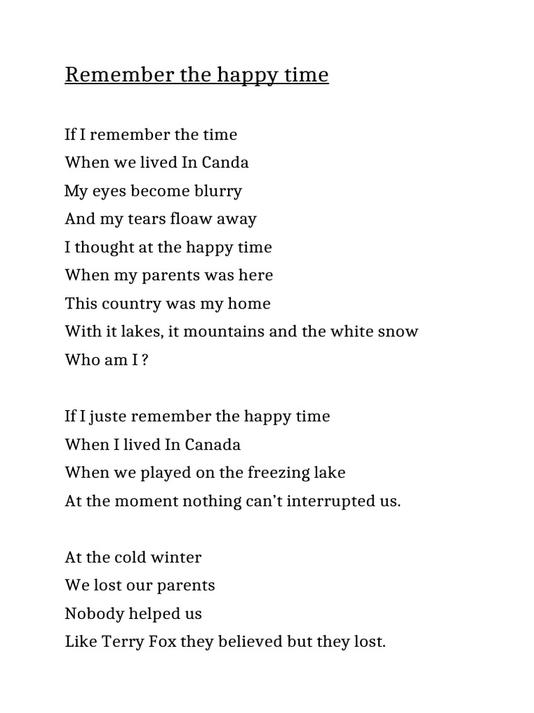 Remember The Happy Time | PDF