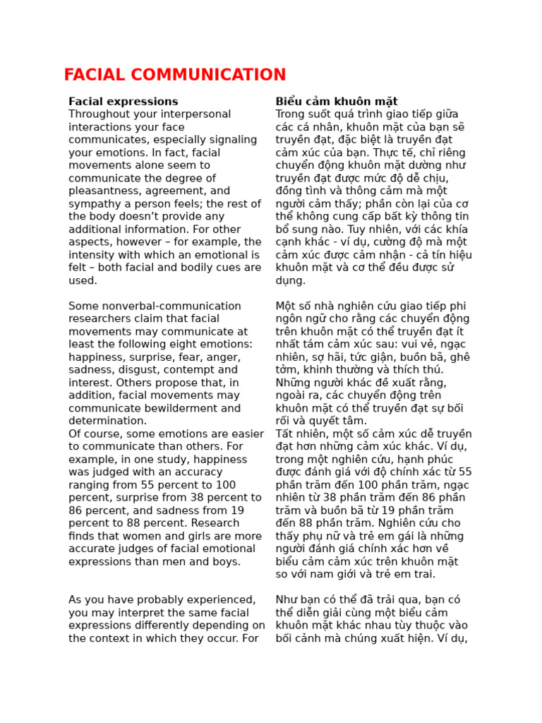 Facial Communication | PDF