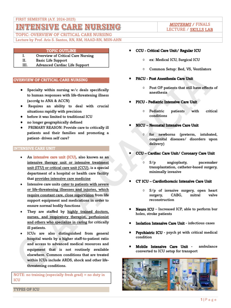 Overview of Critical Care Nursing | PDF | Intensive Care Unit ...