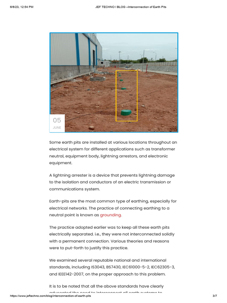 JEF TECHNO L BLOG - Interconnection of Earth Pits | PDF | Electric ...