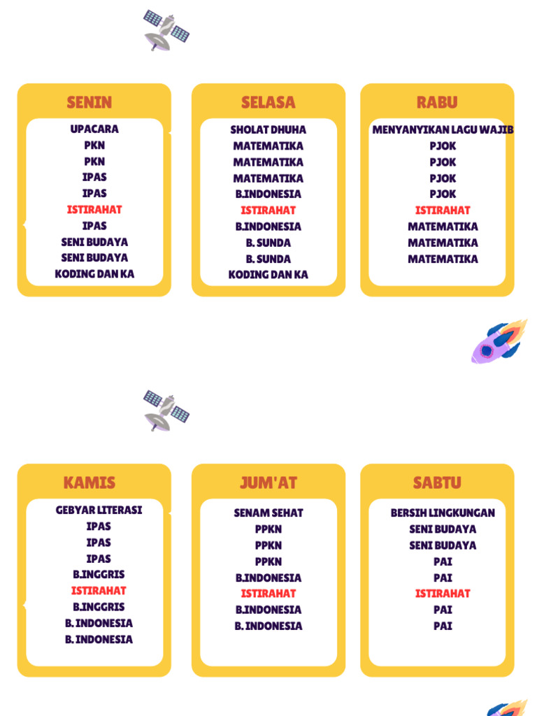 Jadwal Pelajaran Astronomi Warna Warni Ilustratif Ceria - 20250722 ...