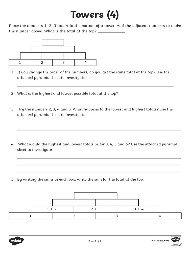 t2 M 4230 Towers Maths Investigation Activity Sheet | PDF | Chess ...