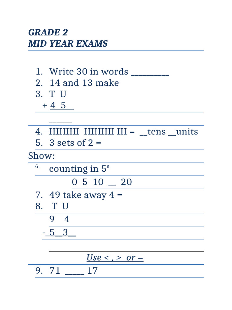 MATHS Grade 2 | PDF