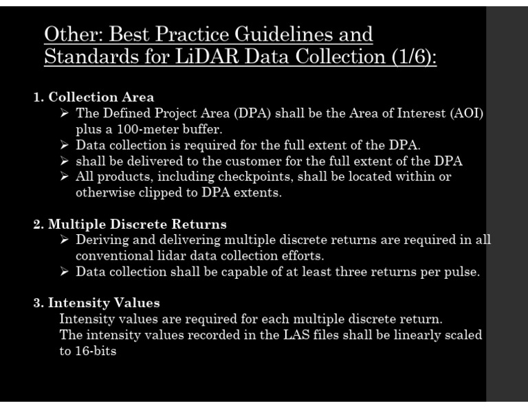 Standards For Lidar Colection | PDF