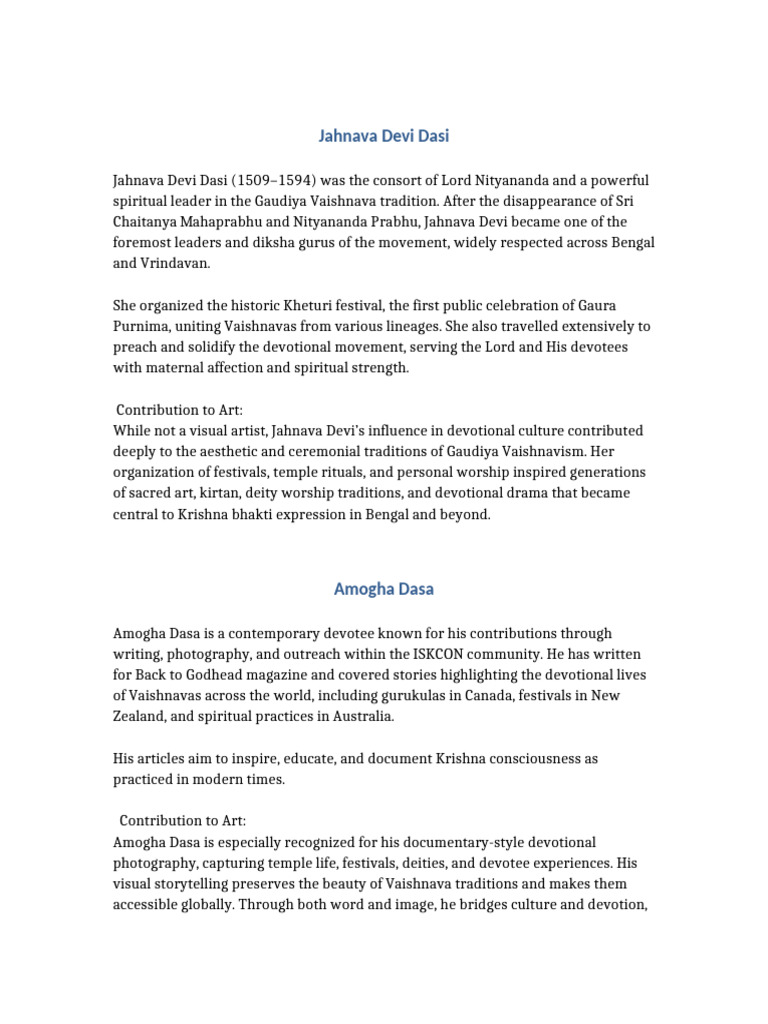 Jahnava Devi Dasi and Amogha Dasa | PDF