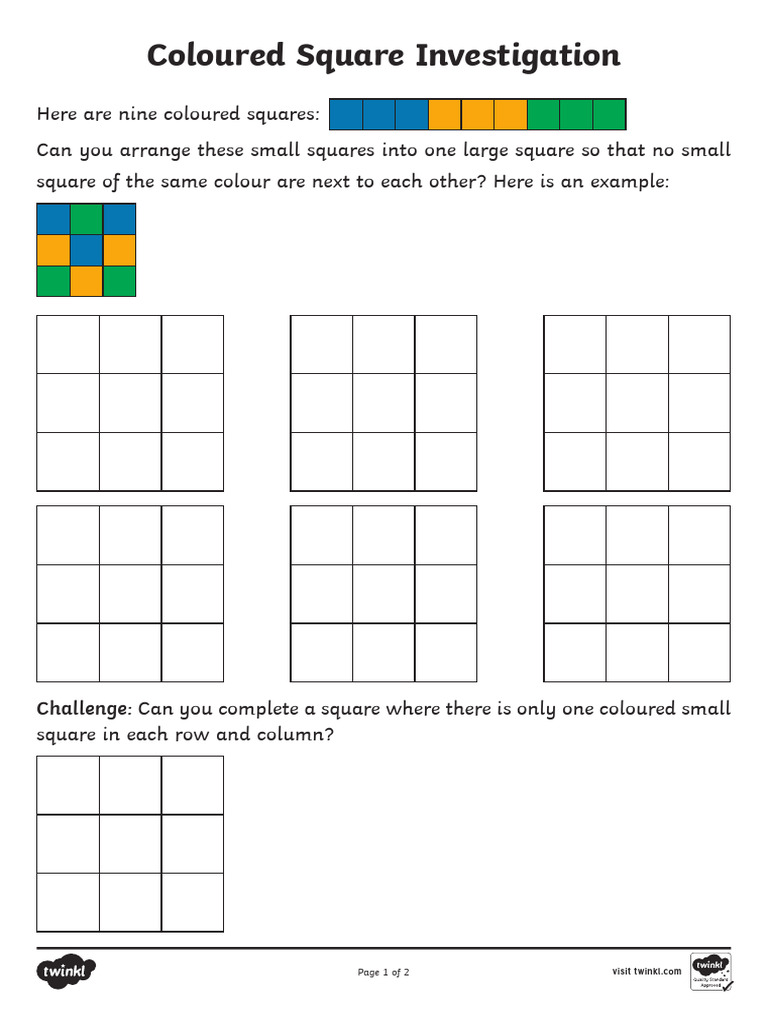 Coloured Squares Arrangement Challenge | PDF