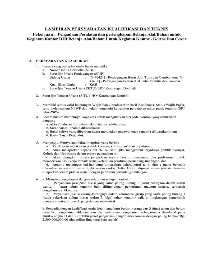 LAMPIRAN SPESIFIKASI TEKNIS (1) | PDF