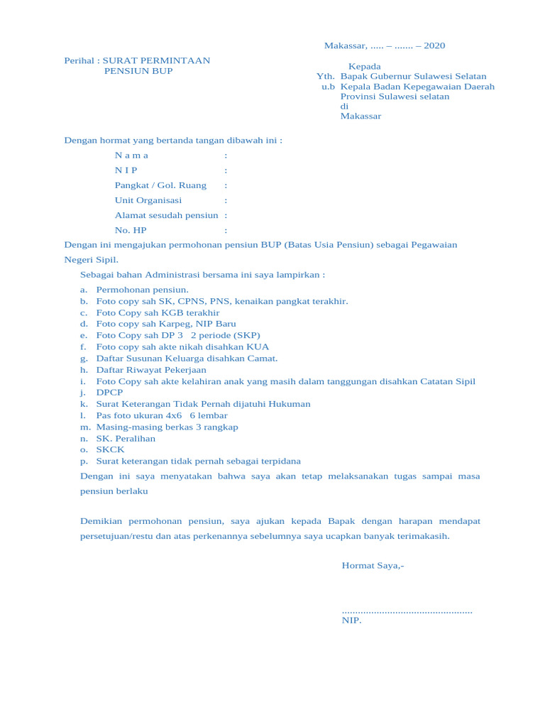 Surat Permintaan Pensiun Draft | PDF