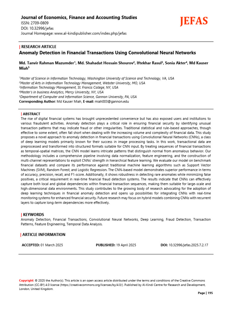 Anomaly Detection in Financial Transactions Using | PDF | Receiver ...