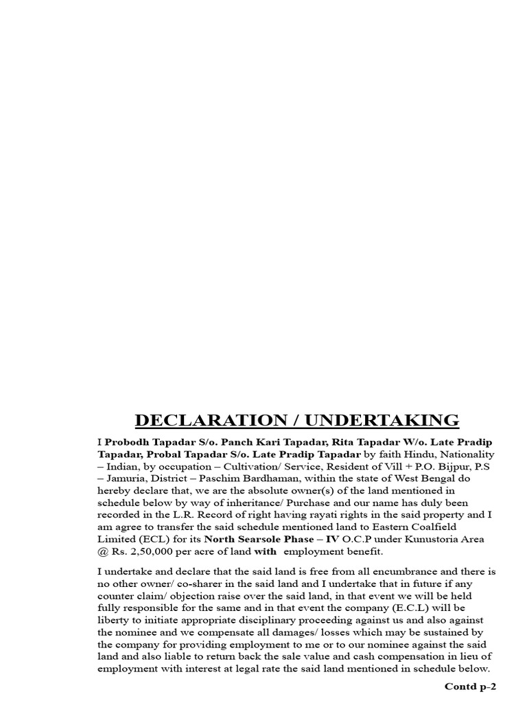 Tapadar Family Declaration PDF | PDF