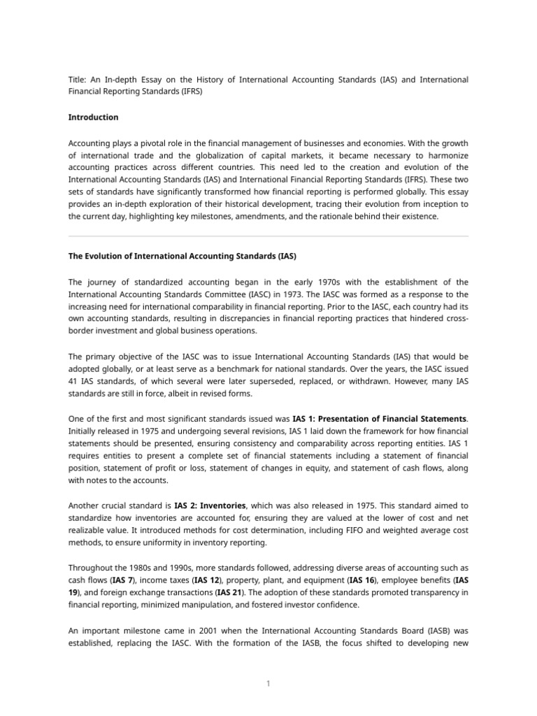 History of IAS and IFRS Standards | PDF | International Financial ...