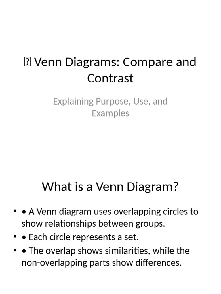 Venn Diagrams: Compare & Contrast Guide | PDF