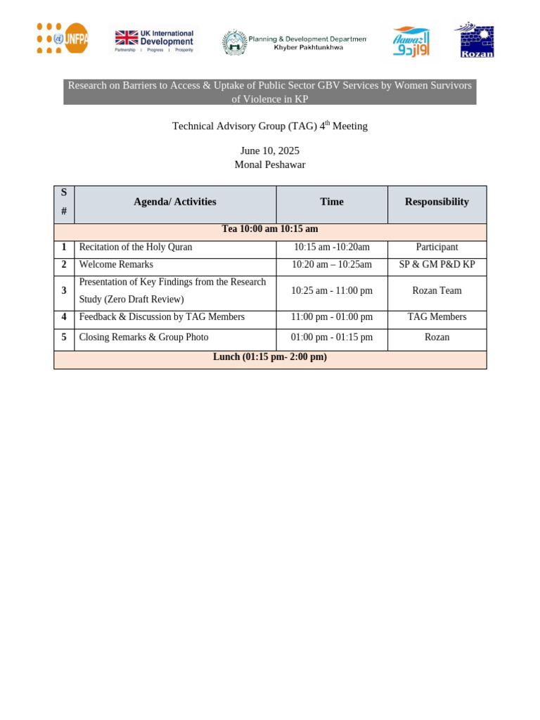 Agenda For TAG 4th Meeting | PDF