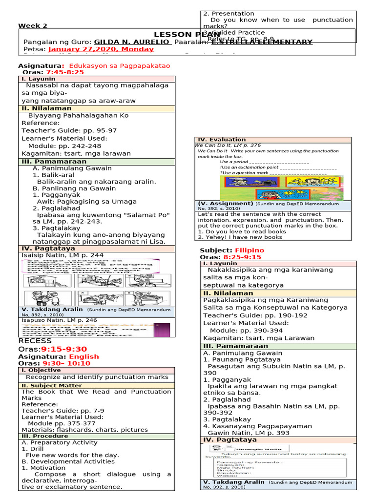 4th Quarter Lesson Plan | PDF