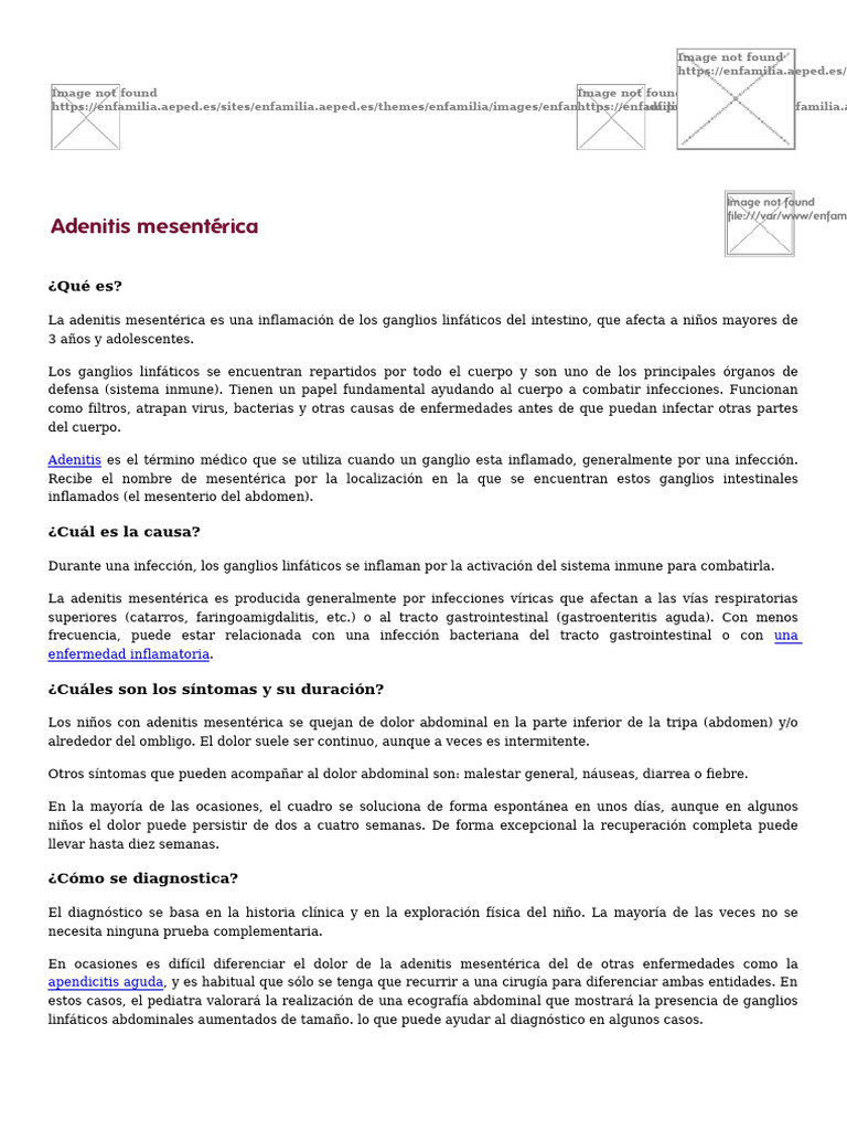 Adenitis Mesentérica en Niños: Guía Clínica | PDF | Especialidades ...