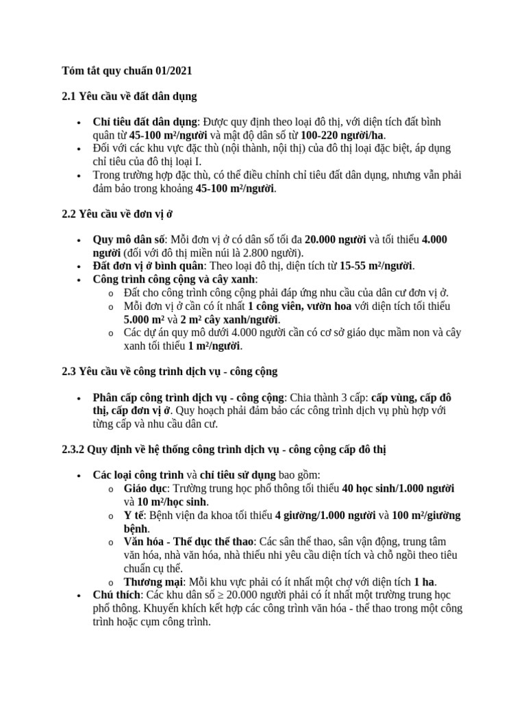 Tóm tắt quy chuẩn 01 | PDF