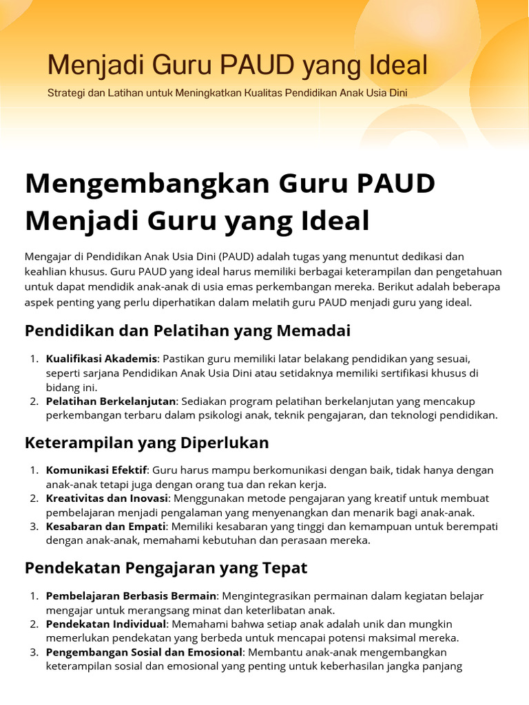 Menjadi Guru PAUD Ideal dan Efektif | PDF