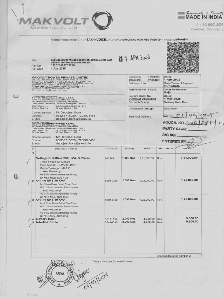 Makvolt Power Bill | PDF