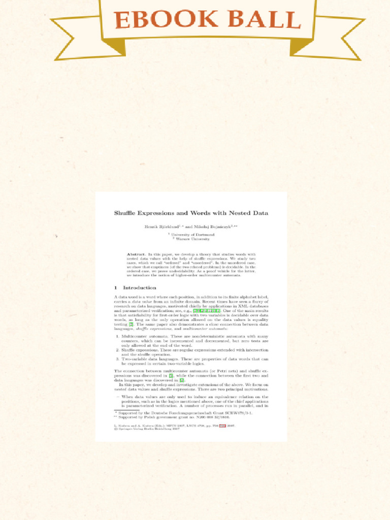 Shuffle Expressions and Words With Nested Data 1st Edition by Henrik Bjorklund, Mikolaj ...