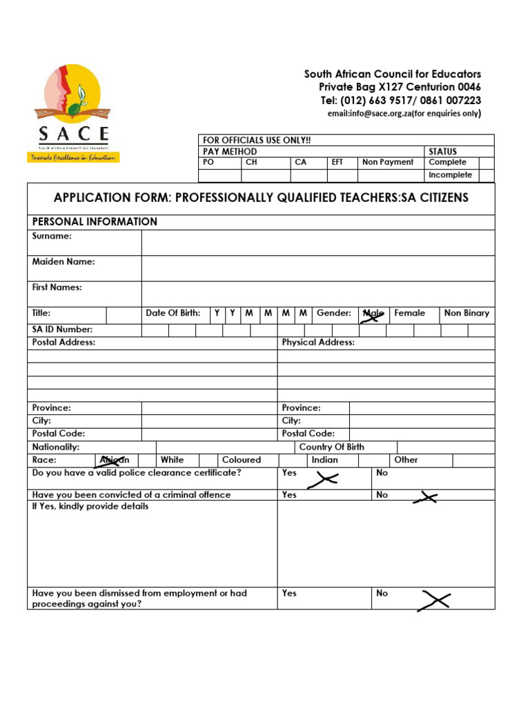 Sace Application Form | PDF | Common Law | Justice