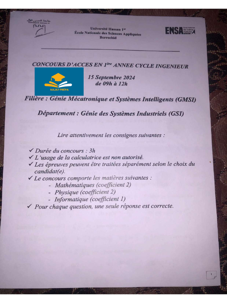 Conours Gmsi Najah Prepa | PDF