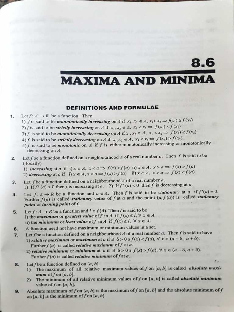 Maxima and Minima | PDF