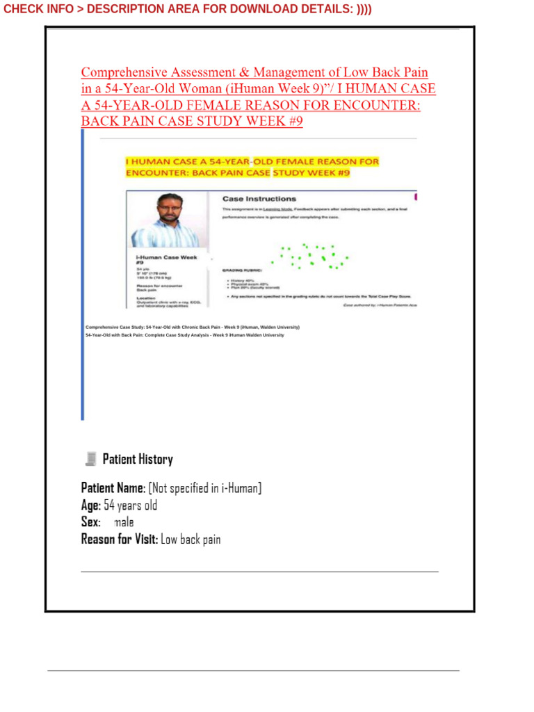 Detailed Case Study Chronic Back Pain in A 54-Year-Old (IHuman Week 9 ...