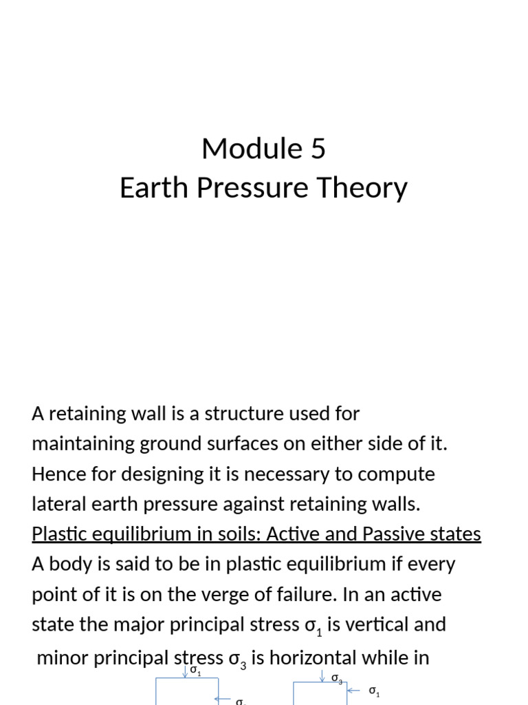 Module 5 Earth Pressure Theory | PDF | Mechanics | Applied And ...
