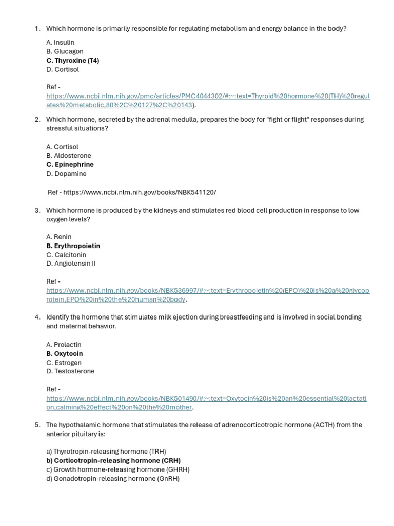 Answer Key 11 July 2024 | PDF | Adrenal Gland | Adrenocorticotropic Hormone