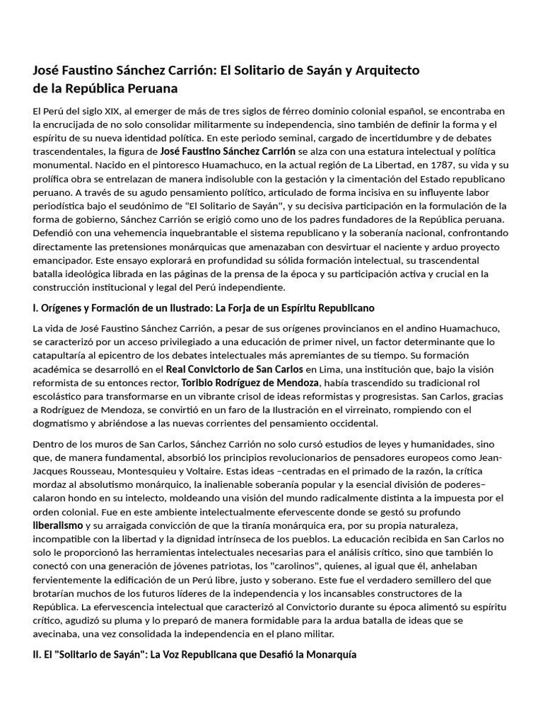 José Faustino Sánchez Carrión | PDF | República | Perú