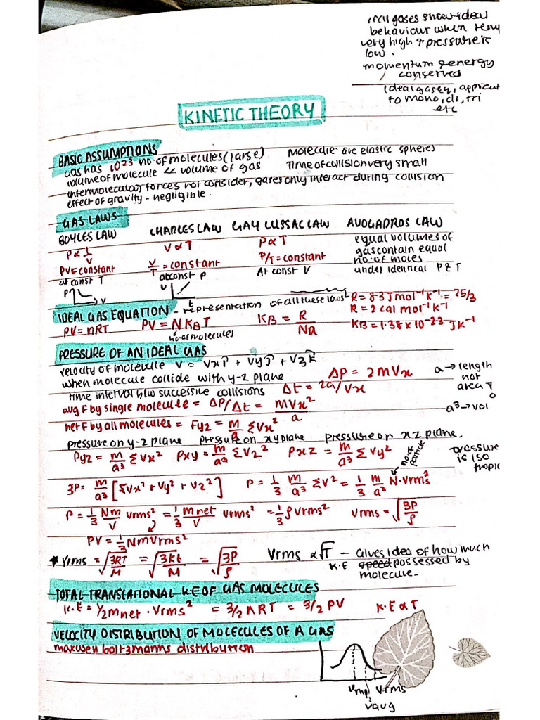 Kinetic Theory of Gases Short Notes | PDF