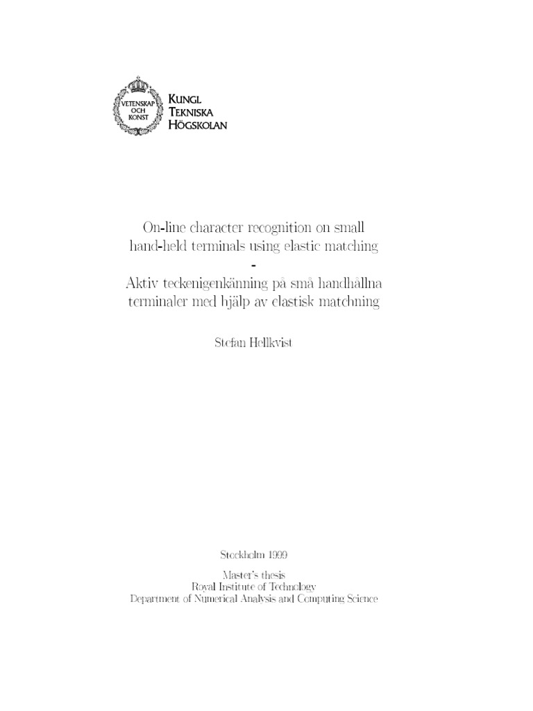HellkvistS99a On-Line Character Recognition On Small Hand-Held ...
