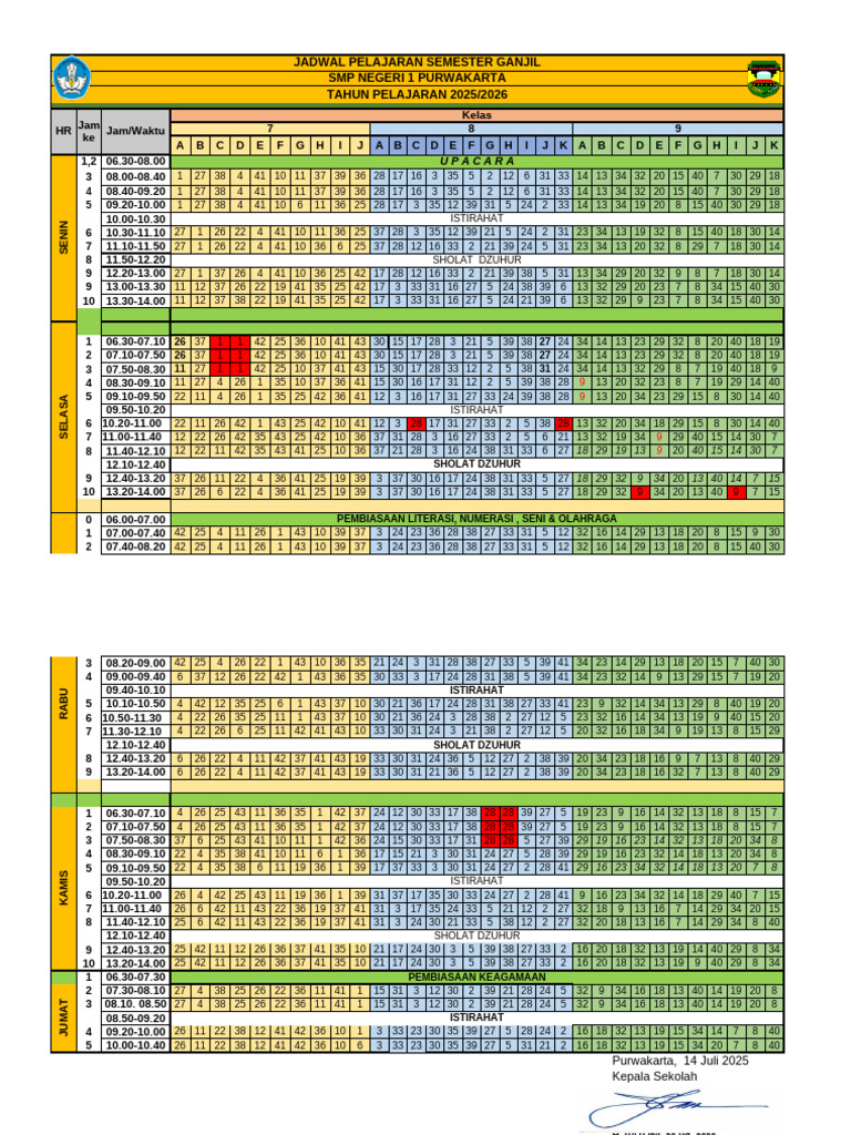 Jadwal Kbm Revisi 2025 | PDF