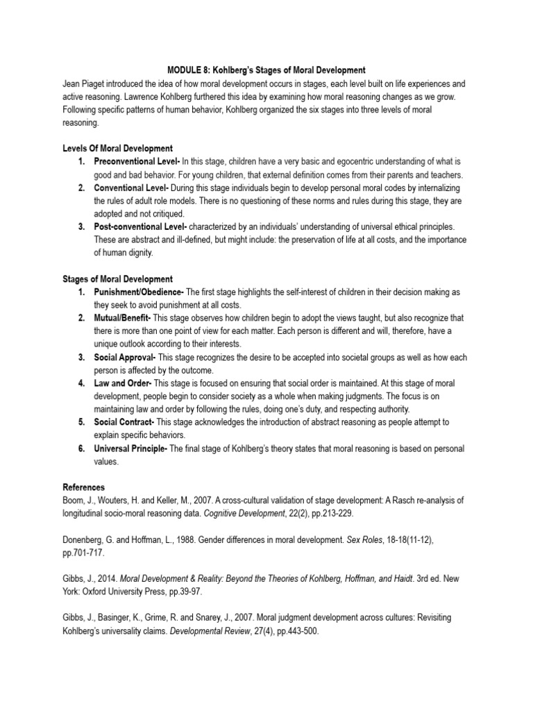 Kohlberg's Moral Development Stages | PDF | Liberal Arts Education ...